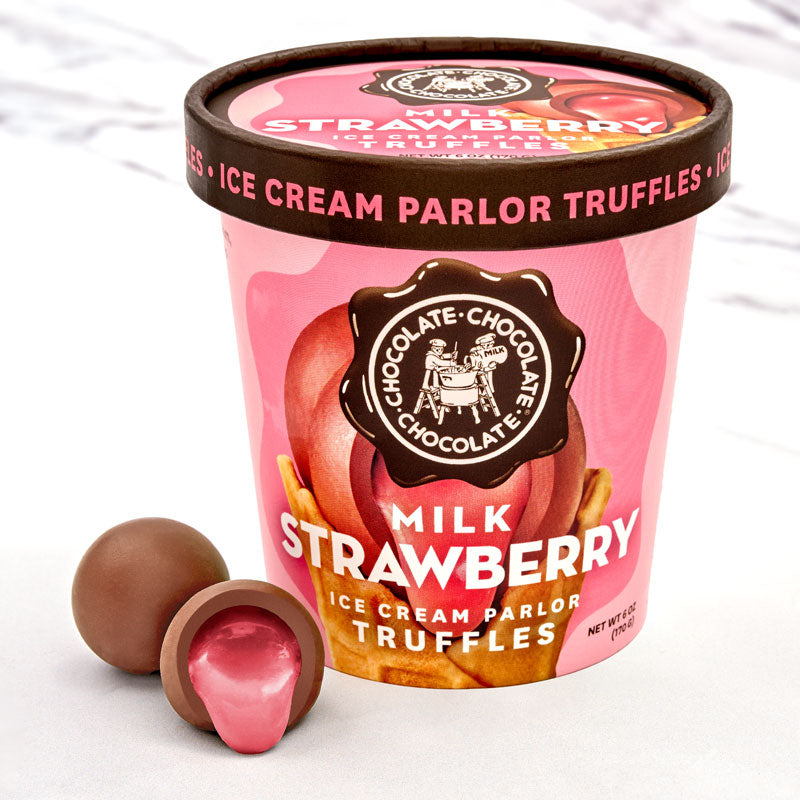 Milk Strawberry Ice Cream Parlor Truffles - 6 OZ – Chocolate Chocolate ...